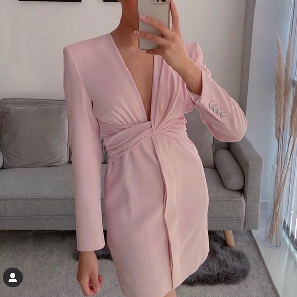 Zara | Dresses | Zara Pink Draped Twist Knot Jacket Blazer Dress | Poshmark